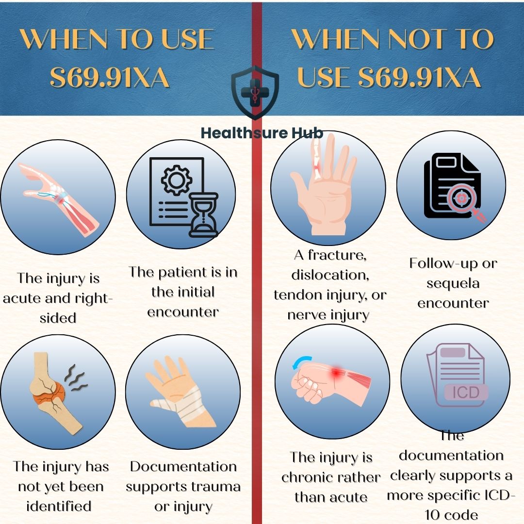 S69.91XA - Unspecified Injury of Right Wrist, Hand & Fingers